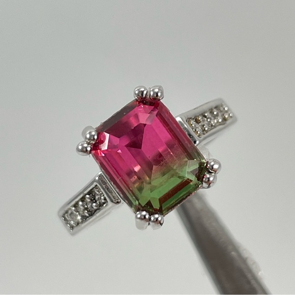 tiffclosetfinds | Jewelry | Beautiful Radiant Cut Watermelon Red Green ...